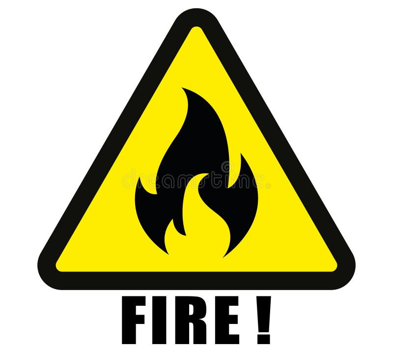 Warning Fire Danger Sign, Yellow and Black Color Isolated Background ...
