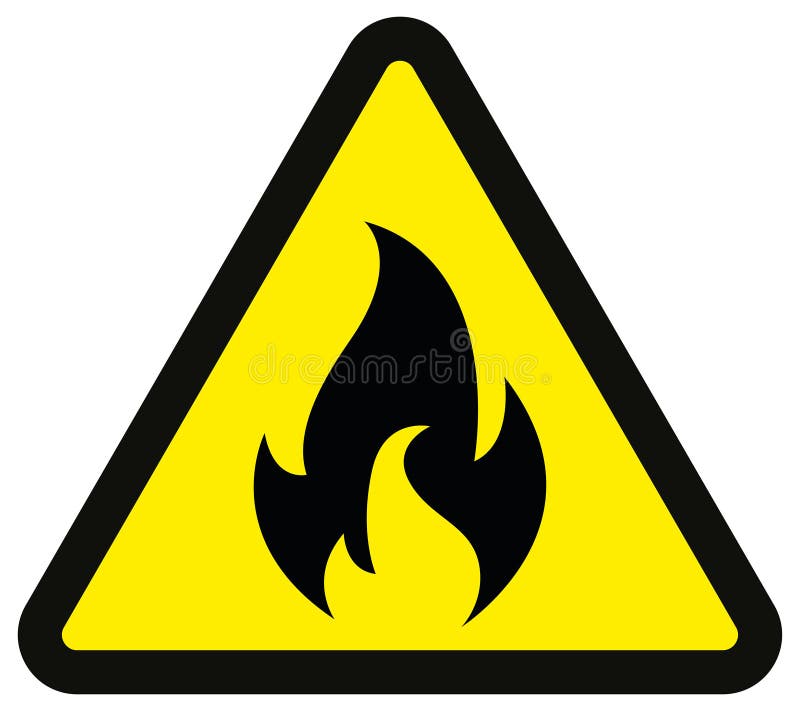 Warning Fire Danger Sign, Yellow and Black Color Isolated Background ...