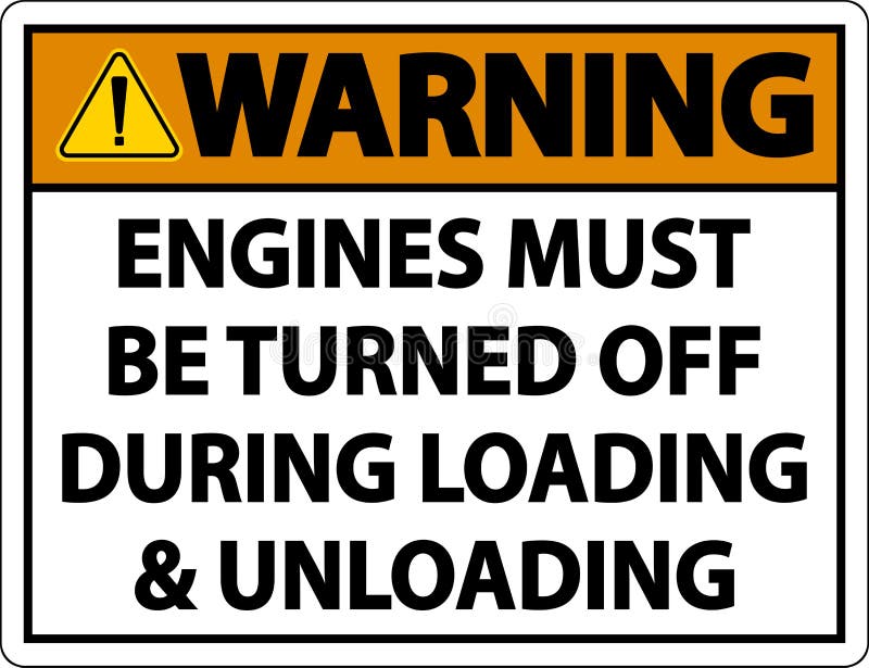 Warning Engines Must Be Turned Off Sign on White Background Stock ...