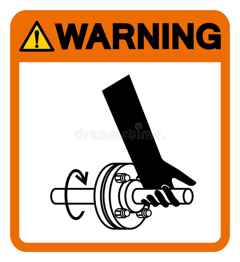 Warning Entanglement of Hand Rotating Shaft Symbol Sign, Vector ...