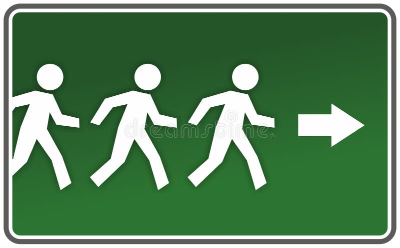 Warning or Escape Route Sign Stock Illustration - Illustration of ...