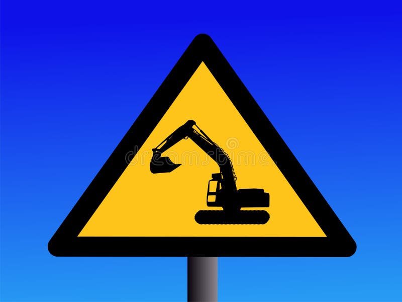 Warning excavator sign stock vector. Illustration of heavy - 3049418