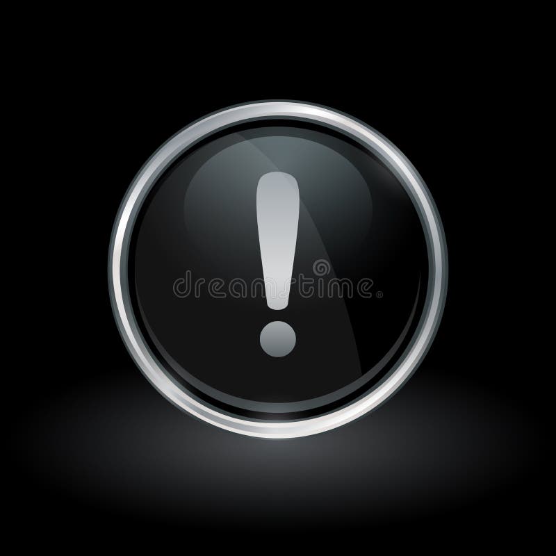 Warning Exclamation Mark Icon Inside Round Silver and Black Emb Stock ...