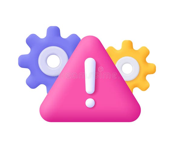 Warning Exclamation Mark in Triangle with Gear Wheel Settings Sign ...