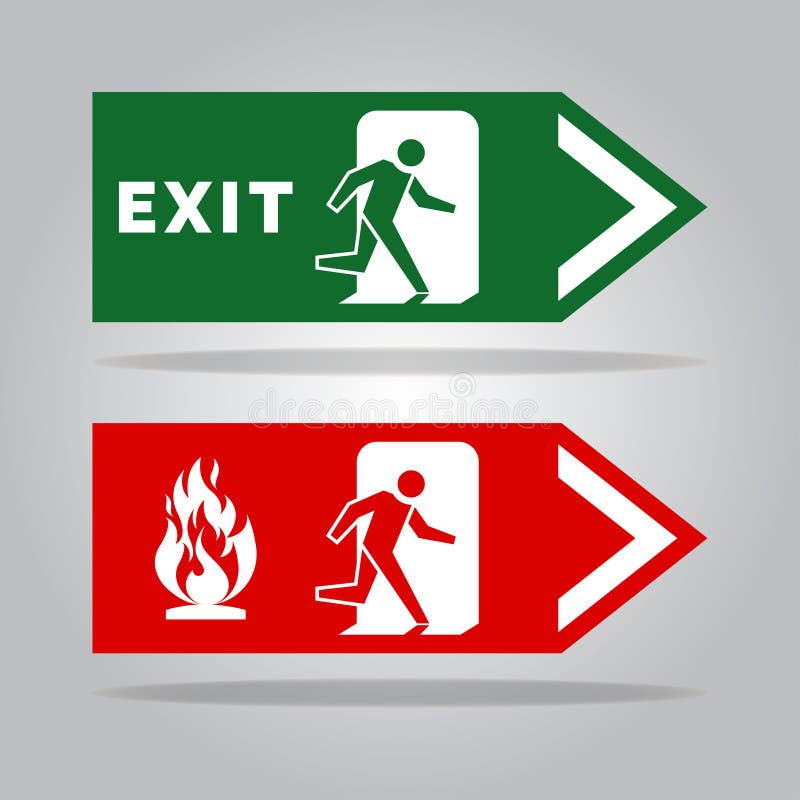 Warning Exit for Fire Emergency Sign and Symbol Graphic Design Vector ...