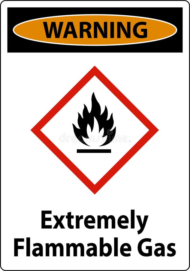 Warning Extremely Flammable Gas GHS Sign on White Background Stock ...