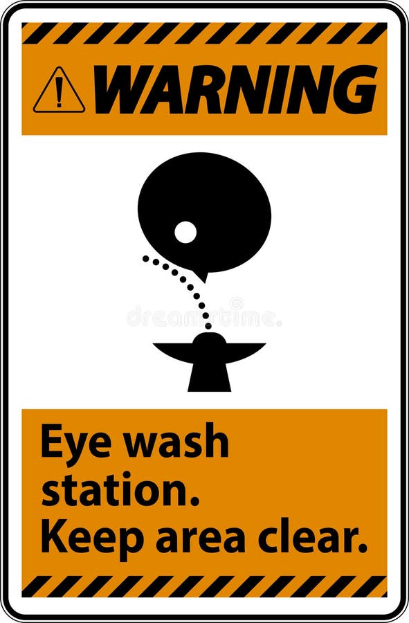 Warning Eye Wash Station Keep Area Clear Sign Stock Vector ...