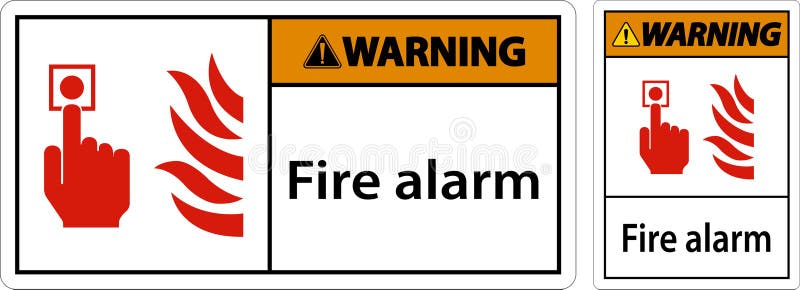 Warning Fire Alarm Sign on White Background Stock Vector - Illustration ...