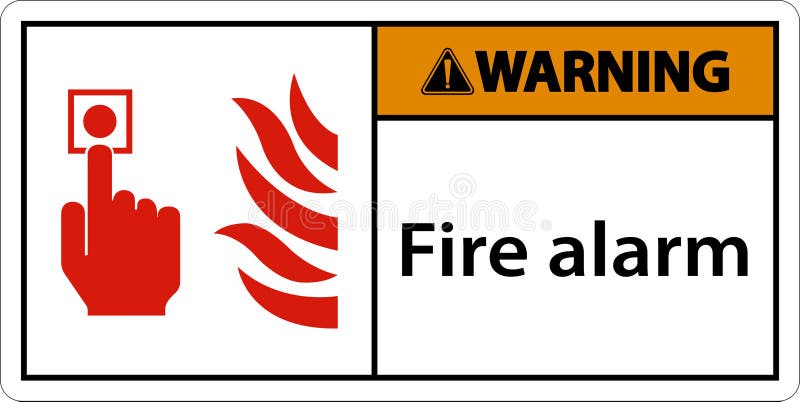 Warning Fire Alarm Sign on White Background Stock Vector - Illustration ...