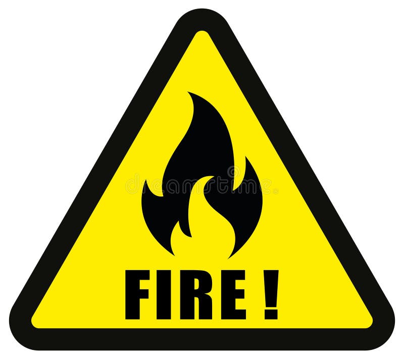 Warning Fire Danger Sign, Yellow and Black Color Isolated Background ...