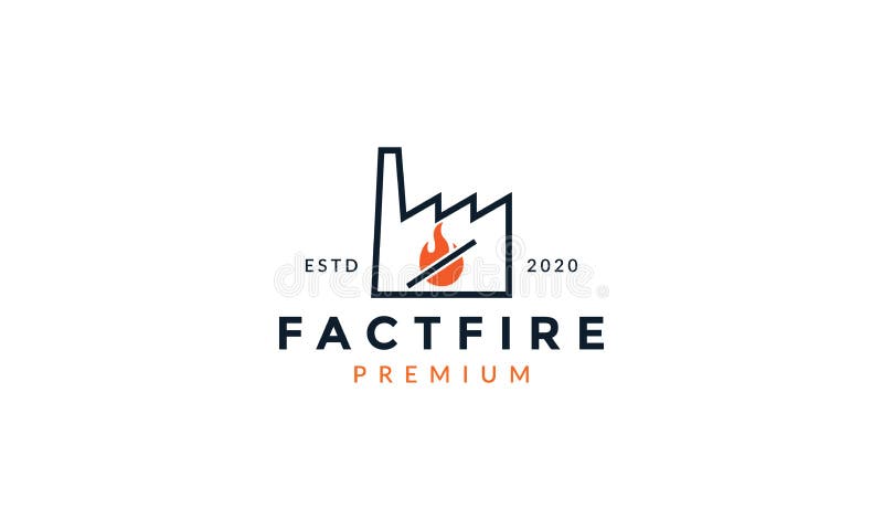Warning Fire Factory Line Logo Vector Stock Vector - Illustration of ...