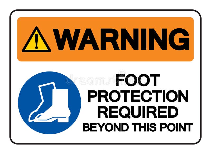 Warning Foot Protection Required Beyond this Point Symbol Sign, Vector ...