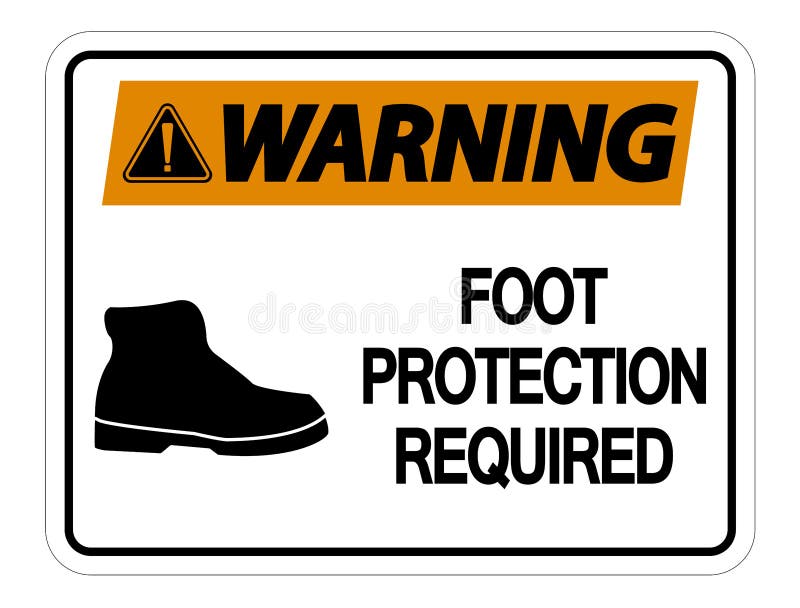 Symbol Warning Foot Protection Required Wall Sign on White Background ...