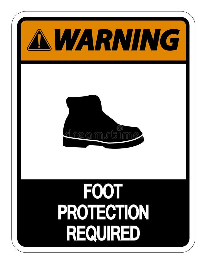 Symbol Warning Foot Protection Required Wall Sign on White Background ...
