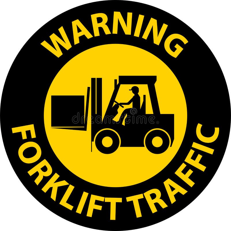 Warning Forklift Traffic Floor Sign on White Background Stock Vector ...