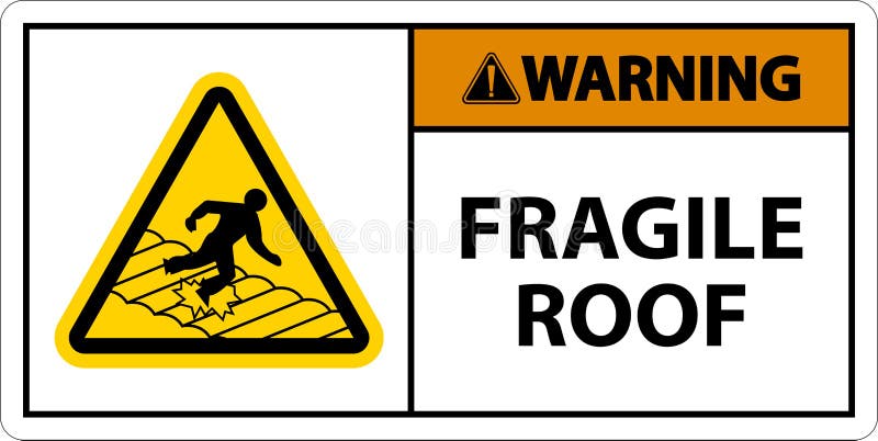 Warning Fragile Roof Sign on White Background Stock Vector ...