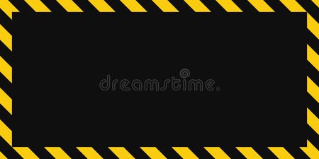 Warning Frame with Yellow and Black Diagonal Stripes. Rectangle Warn ...