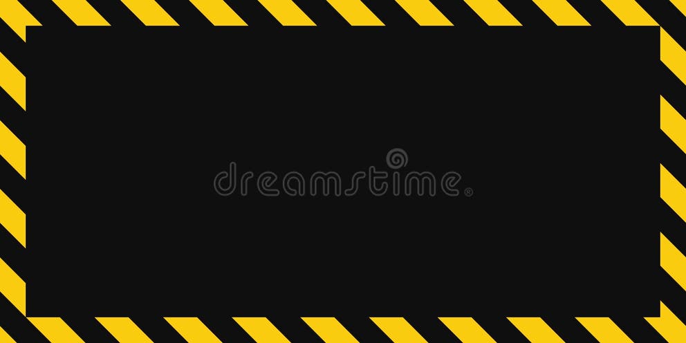 Warning Frame with Yellow and Black Diagonal Stripes. Rectangle Warn ...