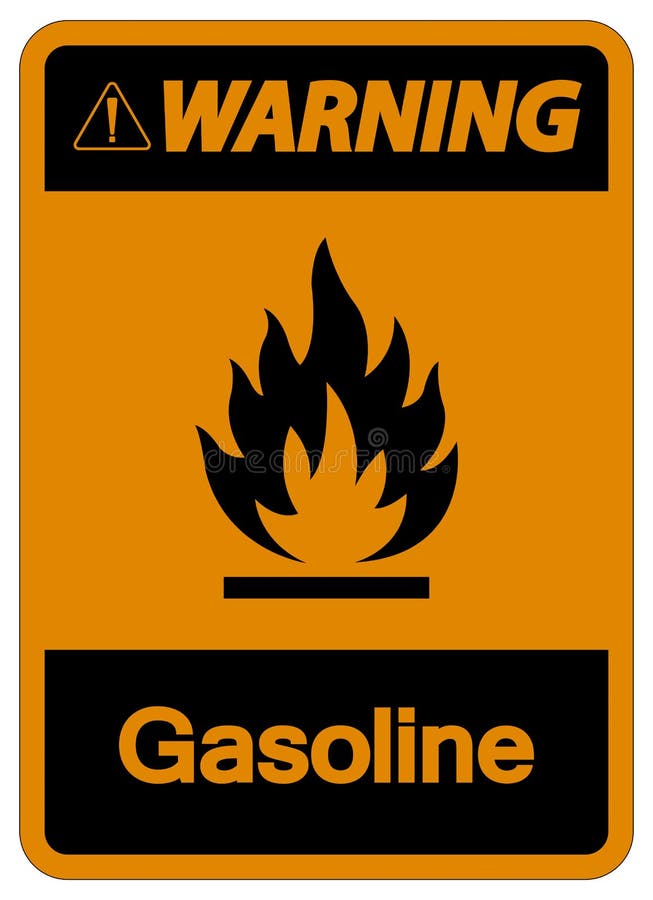 Warning Gasoline Symbol Sign on White Background Stock Vector ...