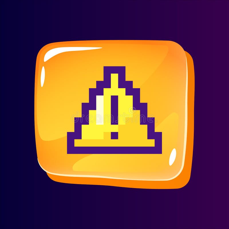 Warning Glossy Ui Button with Pixelated Color Icon Stock Vector ...