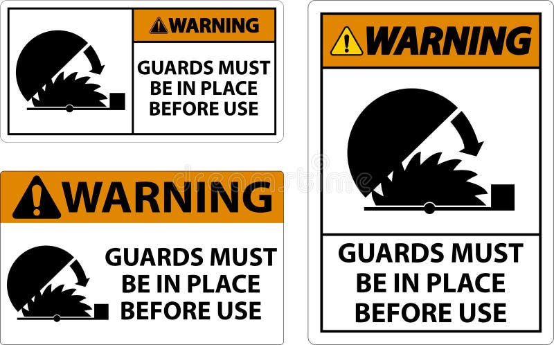 Warning Use Adjustable Guards Protection Symbol Sign,Vector ...