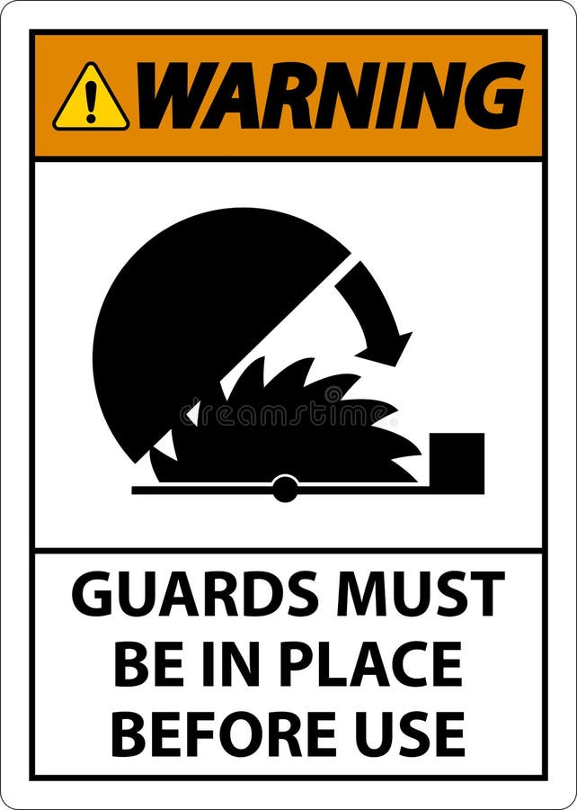 Warning Guards Must Be in Place Sign on White Background Stock Vector ...