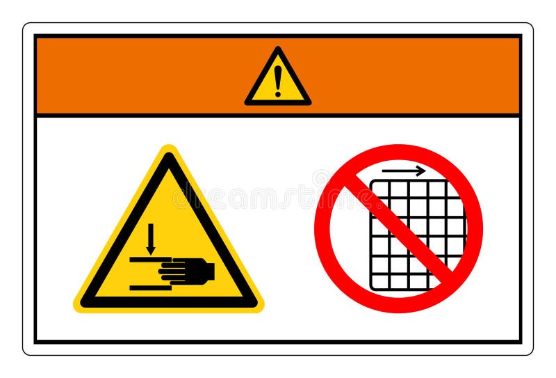 Warning Hand Crush Force from Above Do Not Remove Guard Symbol Sign ...