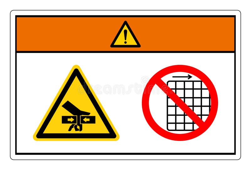 Warning Hand Crush Force from Two Sides Do Not Remove Guard Symbol Sign ...