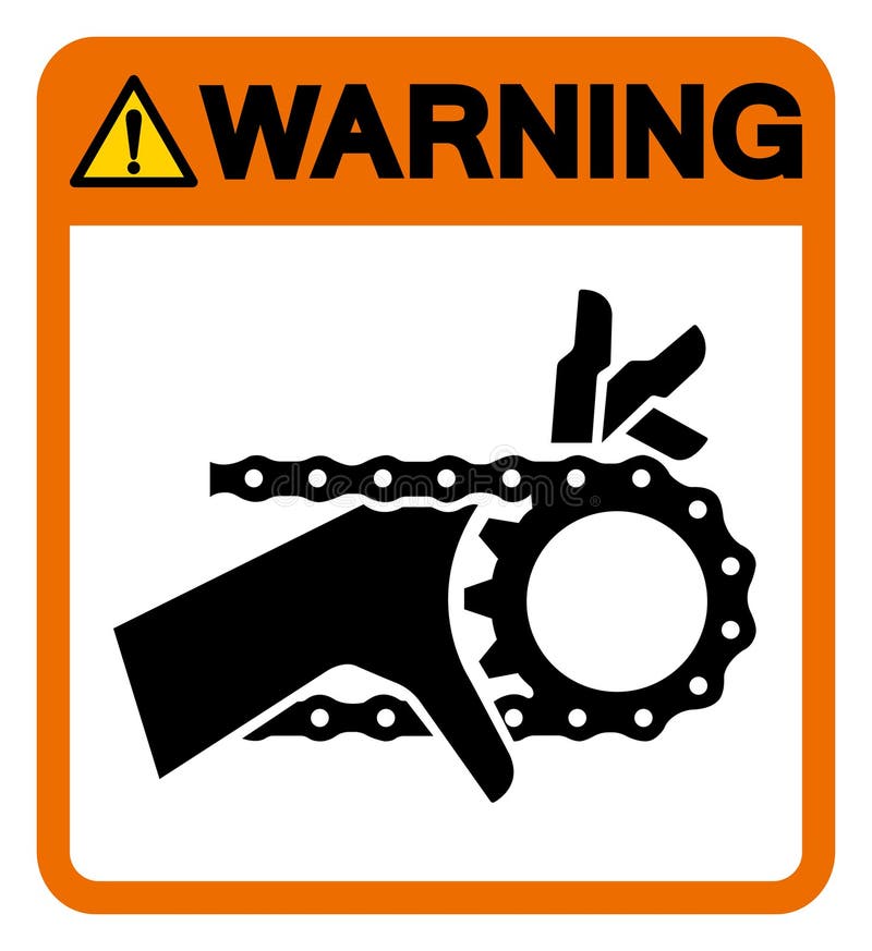 Warning Hand Entanglement Chain Drive Symbol Sign, Vector Illustration ...