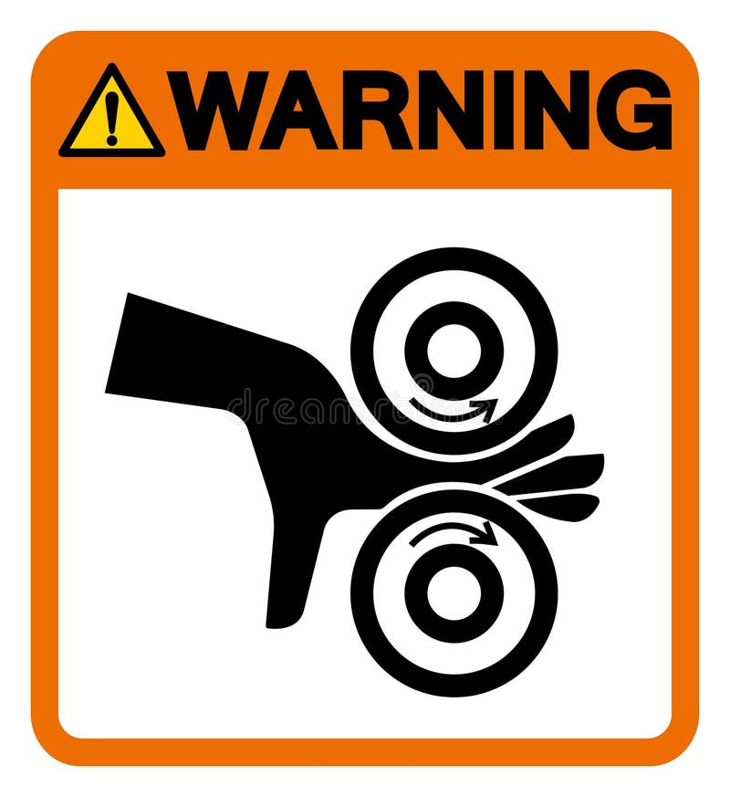 Warning Hand Entanglement Rollers Symbol Sign, Vector Illustration ...
