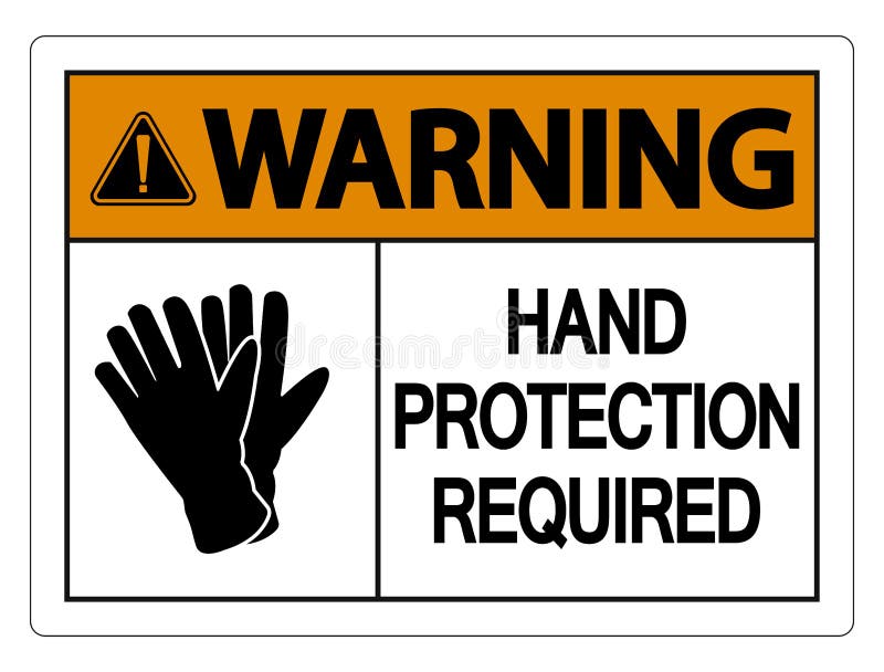 Symbol Warning Hand Protection Required Wall Sign on White Background ...