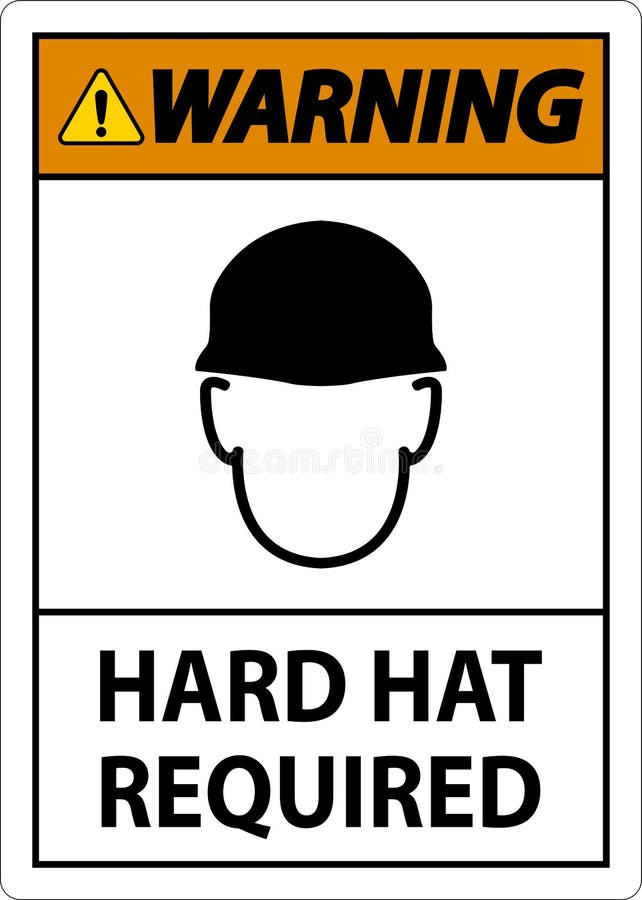 Warning Hard Hat Required Sign on White Background Stock Vector ...
