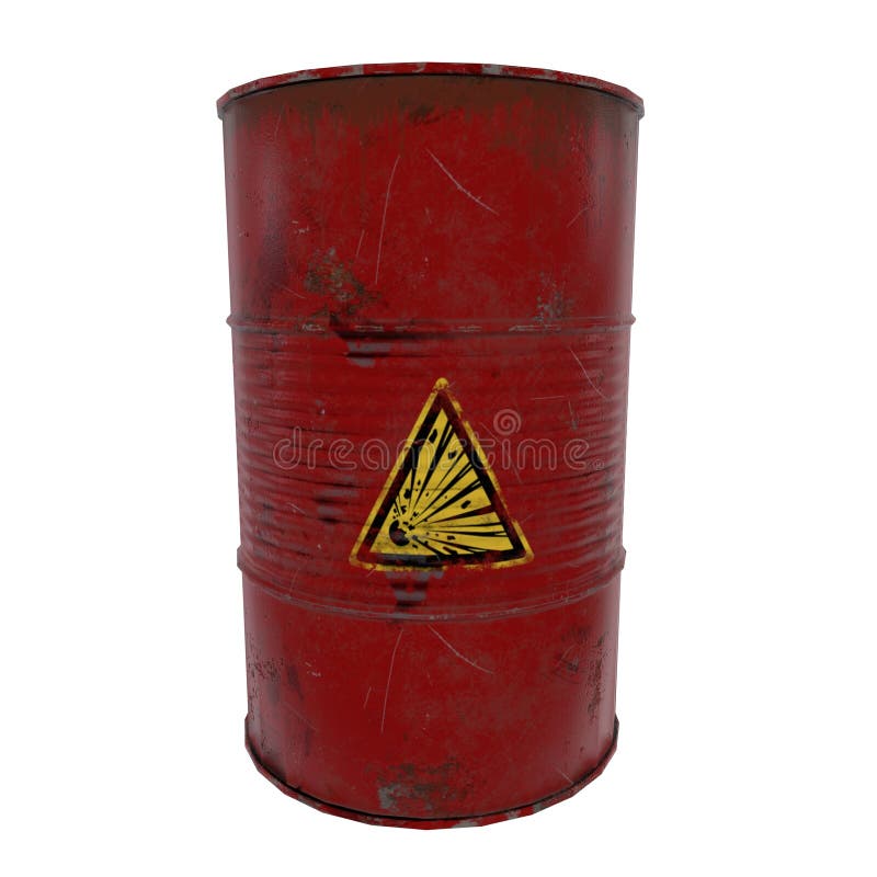 Warning Hazard Barrel Isolated on White Background Ready for Disposal ...
