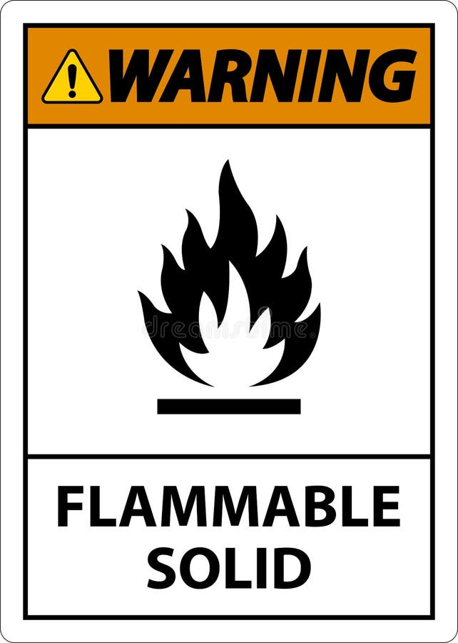 Warning Hazardous Signs Flammable Solid on White Background Stock ...