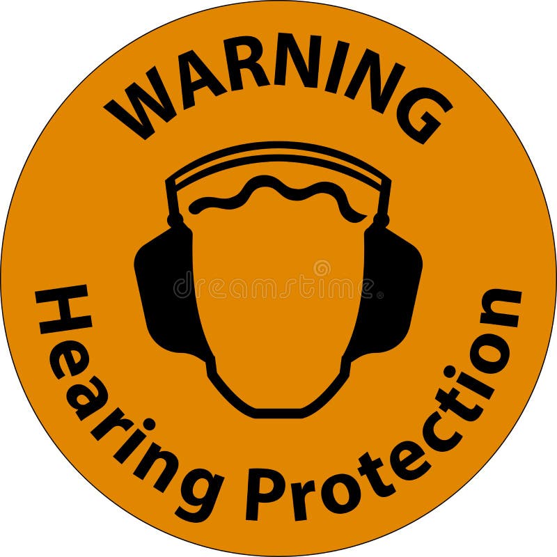 Warning Hearing Protection Required in this Area. on White Background ...