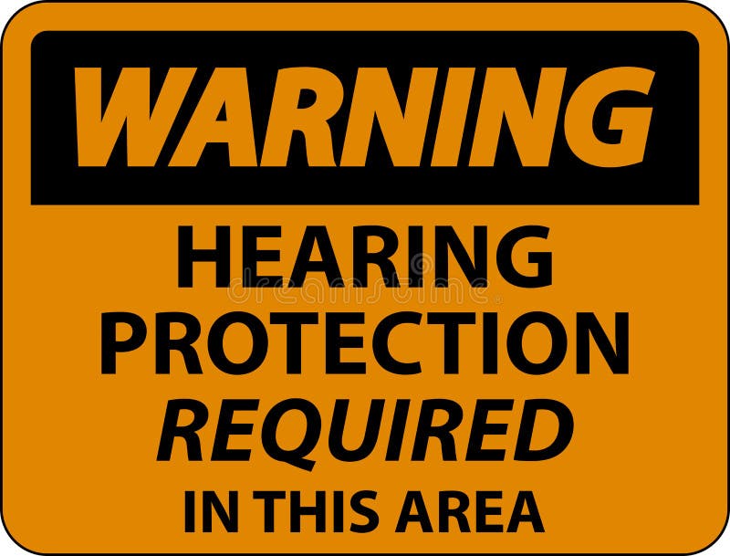 Warning Hearing Protection Required Sign on White Background Stock ...