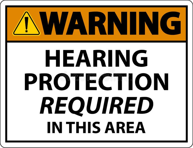 Warning Hearing Protection Required Sign on White Background Stock ...