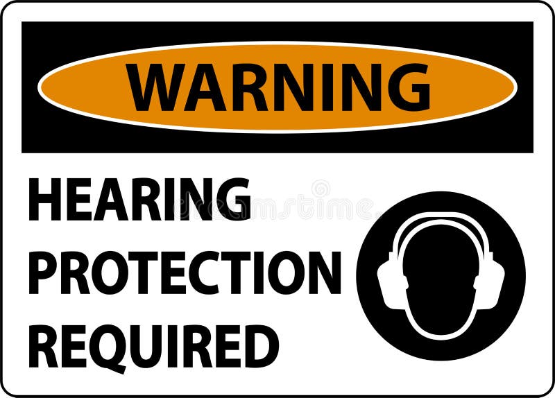 Warning Hearing Protection Required Sign on White Background Stock ...