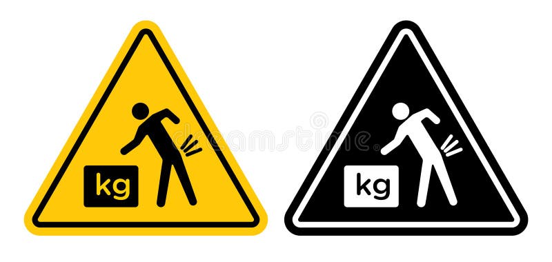 Warning Heavy Object Sign Icon Set. Caution for Lifting Risks with ...