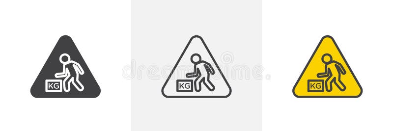 Warning Heavy Object Sign Icon Set. Caution for Lifting Risks with ...
