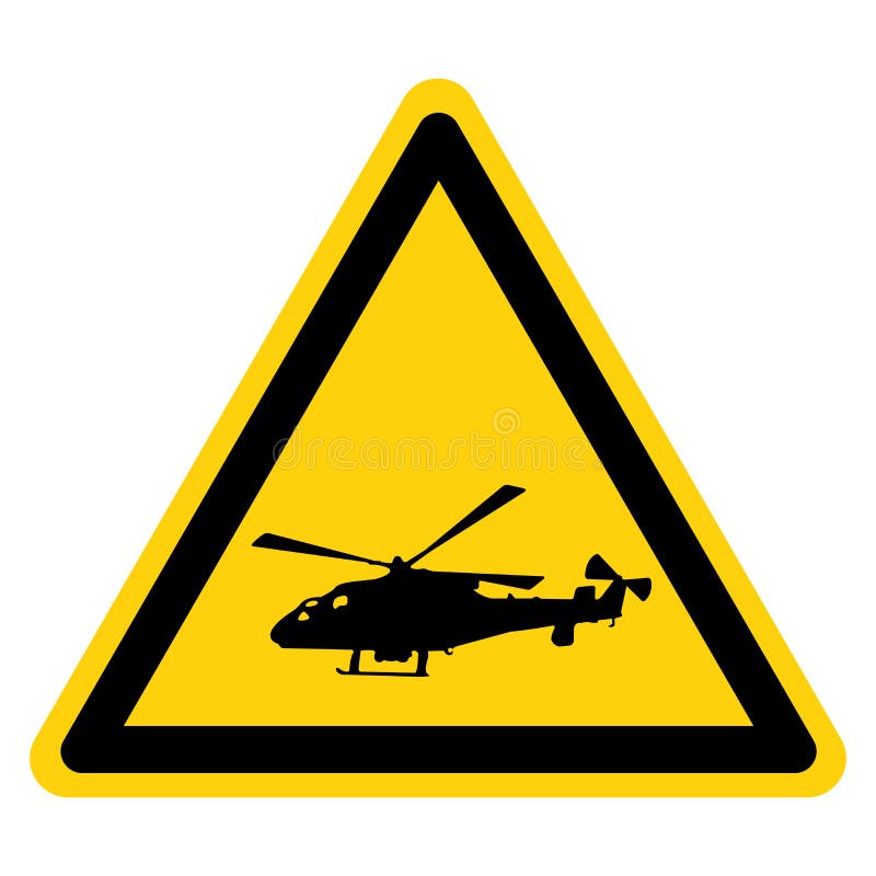 Helicopter Warning Caution Red Triangular Road Sign Isolated on White ...