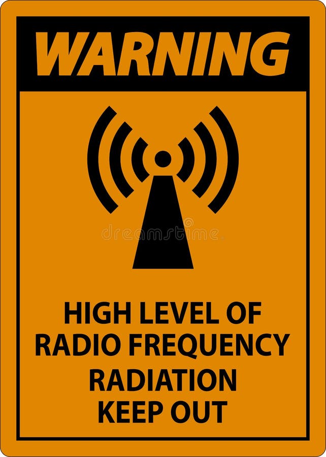Warning High Level of RF Radiation Sign on White Background Stock ...