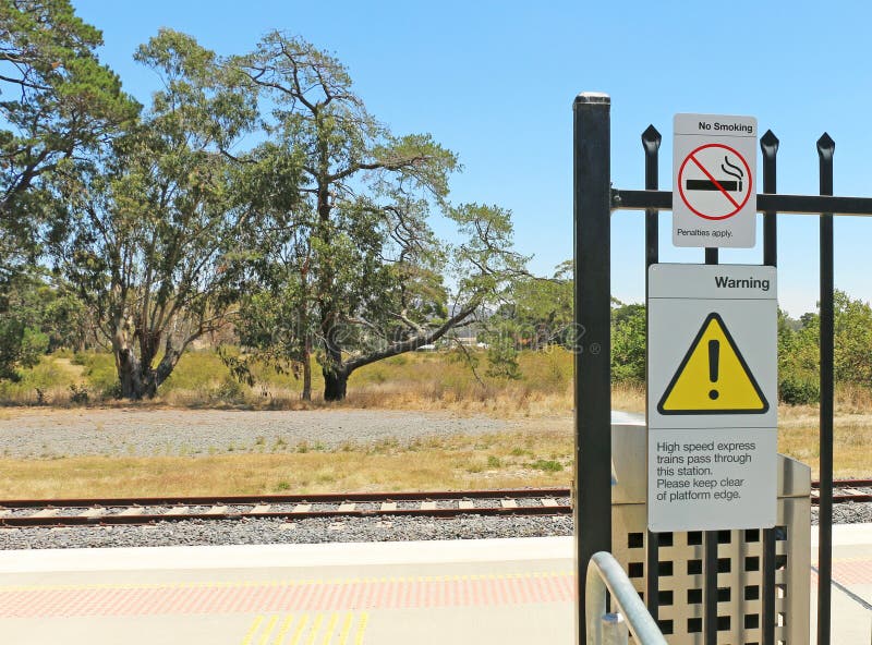 Warning - High Speed Express Trains Pass through this Station Sign ...