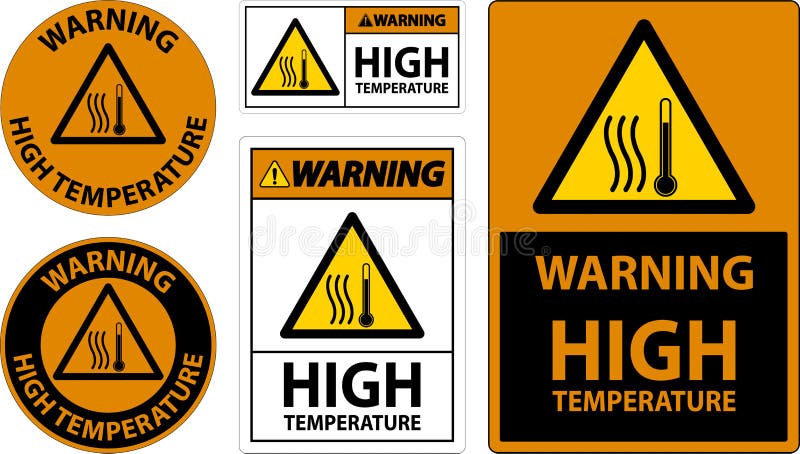 Warning High Temperature Symbol and Text Safety Sign Stock Vector ...