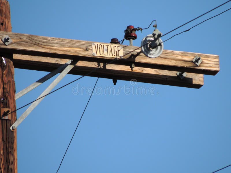 Warning High Voltage in the Blue Sky Stock Image - Image of wind ...