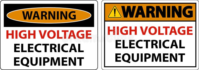 Warning High Voltage Equipment Sign on White Background Stock Vector ...