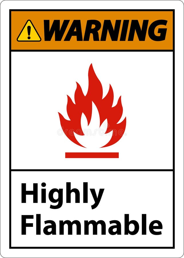 Warning Highly Flammable Sign on White Background Stock Vector ...
