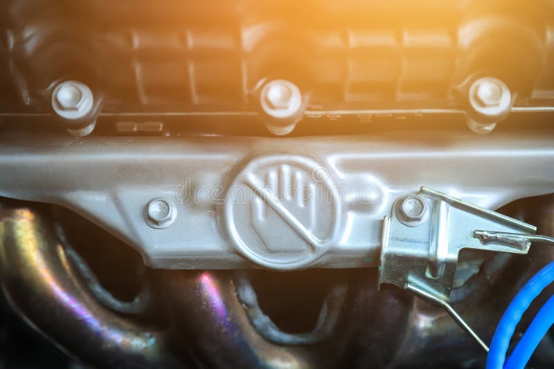 Warning Hot Sign for Cannot Touch of Engine Room of Car Stock Photo ...