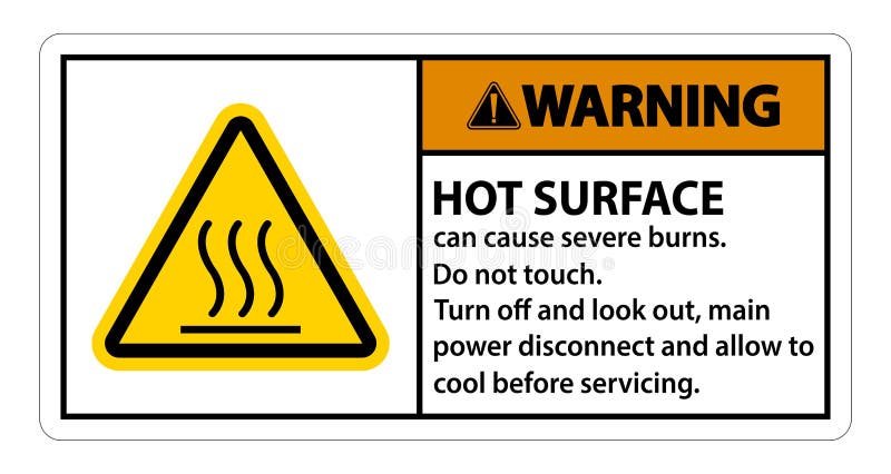 Warning Hot Surface Sign on White Background Stock Vector ...