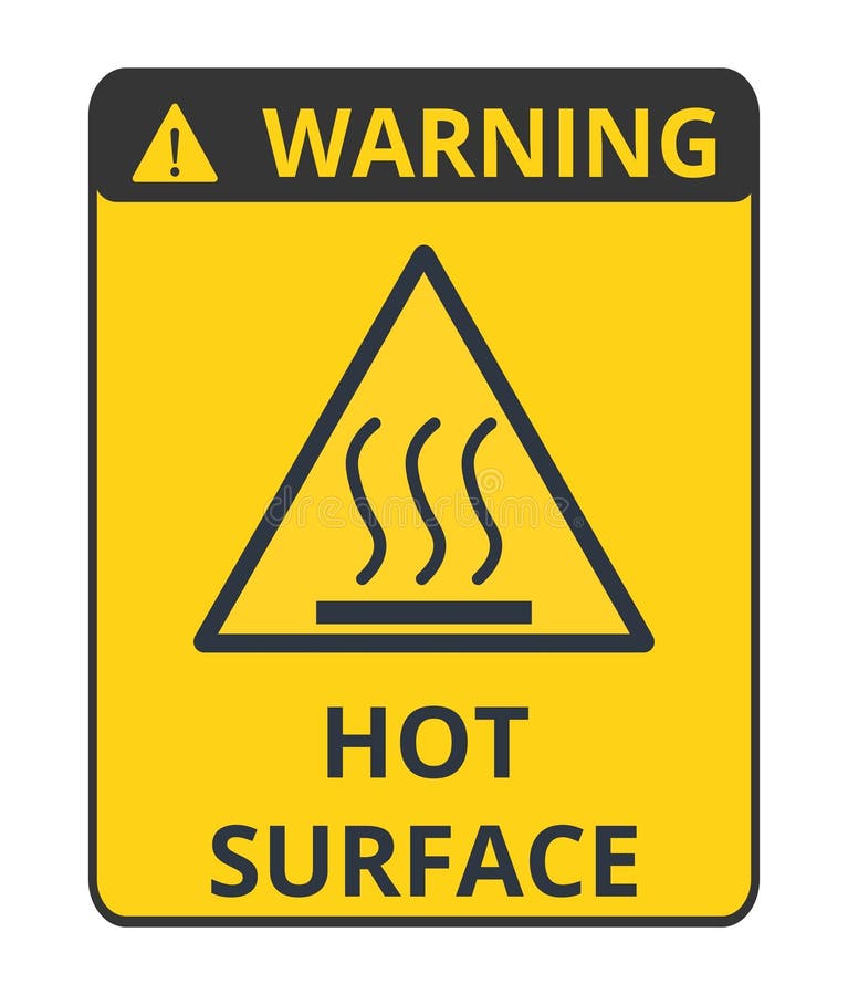 Hot Surface Symbol with Hand and Sun and Hazard Warning Attention Sign ...